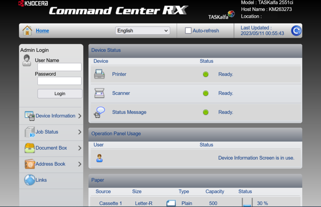 Kyocera Taskalfa 2551ci Color Printer Copier Scan Network 25PPM Laser ...